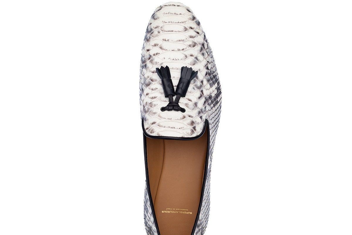 DOMINIQUE PYTHON STONE SLIPPERS – SUPERGLAMOUROUS
